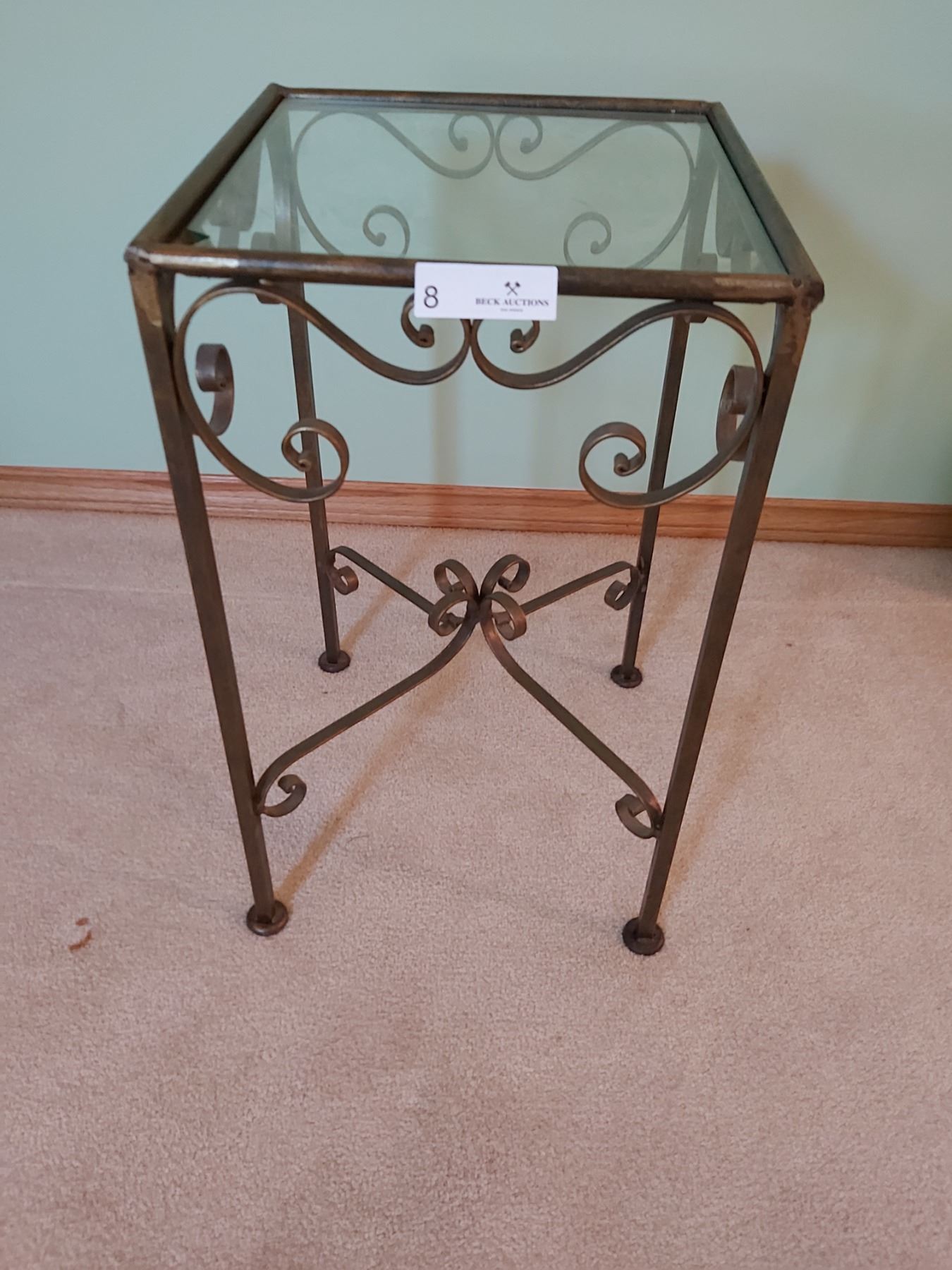 Metal With Glass Top Accent Table 13w X 13d X 225h