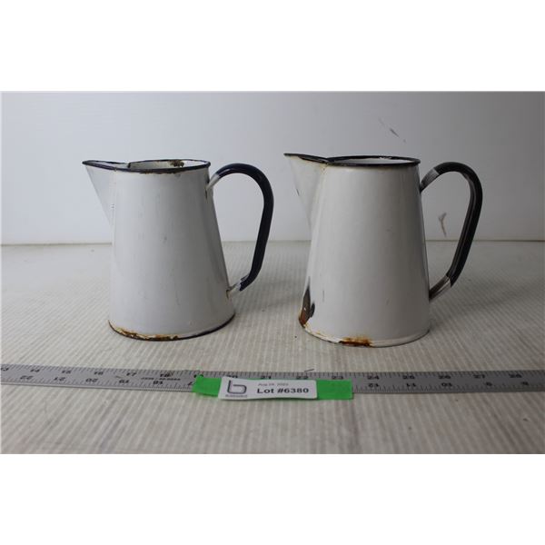 2 Enamel Pitchers Bodnarus Auctioneering