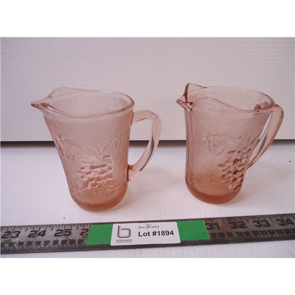 2 Vintage Pink Depression Glass Cream Pitchers Bodnarus Auctioneering