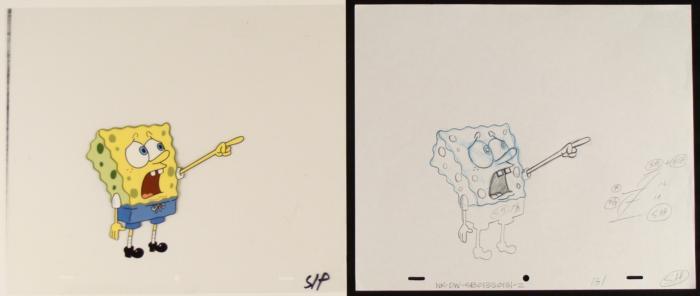 Spongebob Pointing Original Animation Art Cel Drawing