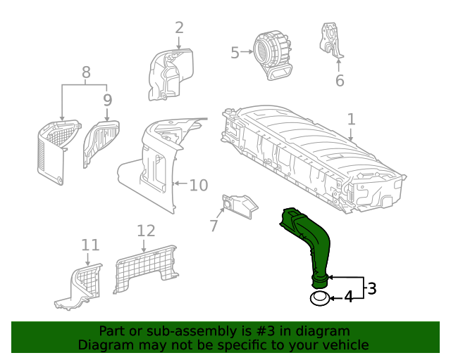 2021 2023 Toyota Venza Drive Motor Battery Compartment Cooling Fan Duct