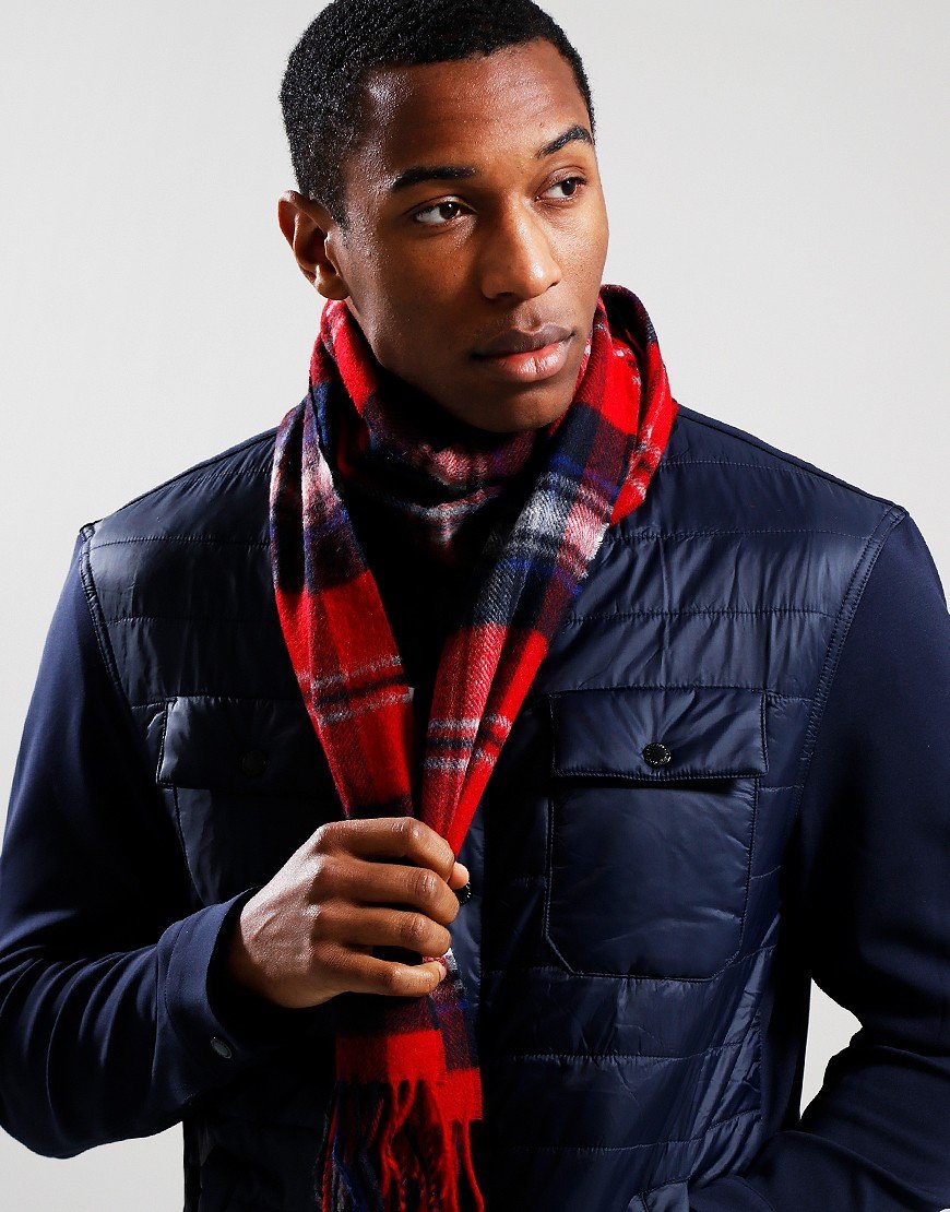 Barbour Rothwell Scarf Redblue Terraces Menswear