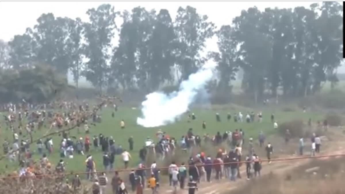 Farmers Face Tear Gas Shelling On Their Way To Delhi At Shambhu Border