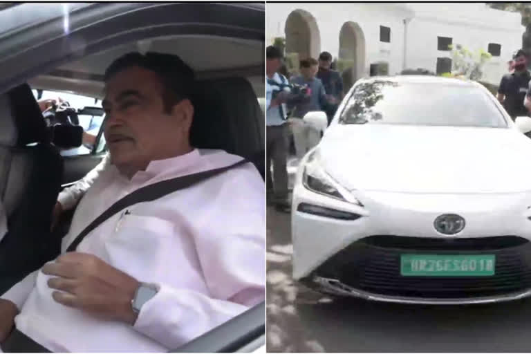 Nitin Gadkari Rides Hydrogen Powered Car To Parliament