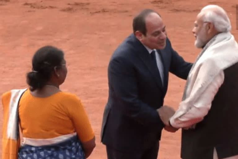 President Murmu Pm Modi Welcome Egyptian President At Rashtrapati Bhavan