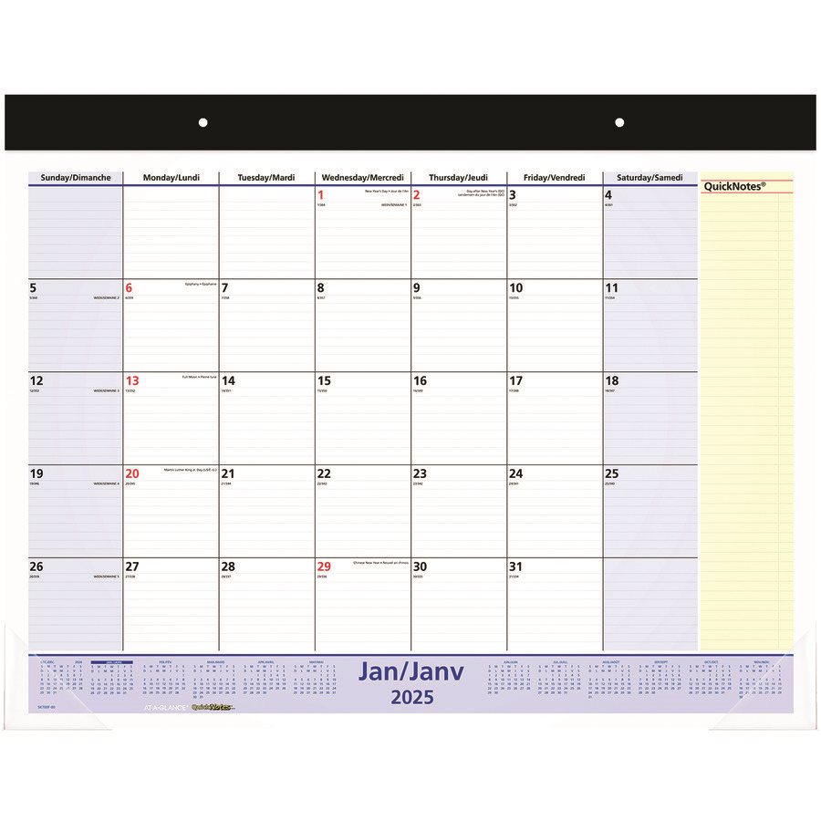 Calendrier Mensuel Mural Bureau Quicknotes® 2023