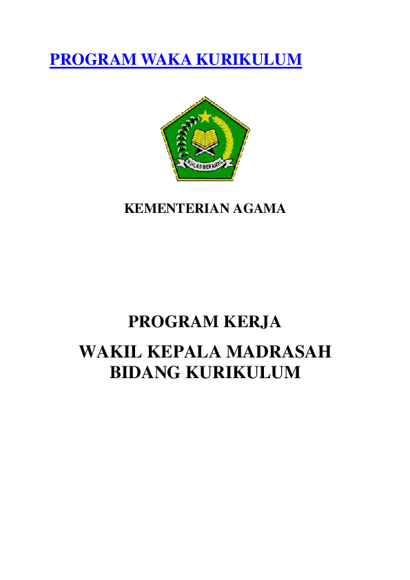 Program Kerja Waka Kurikulum Mts 2021 Contoh Program Kerja Waka