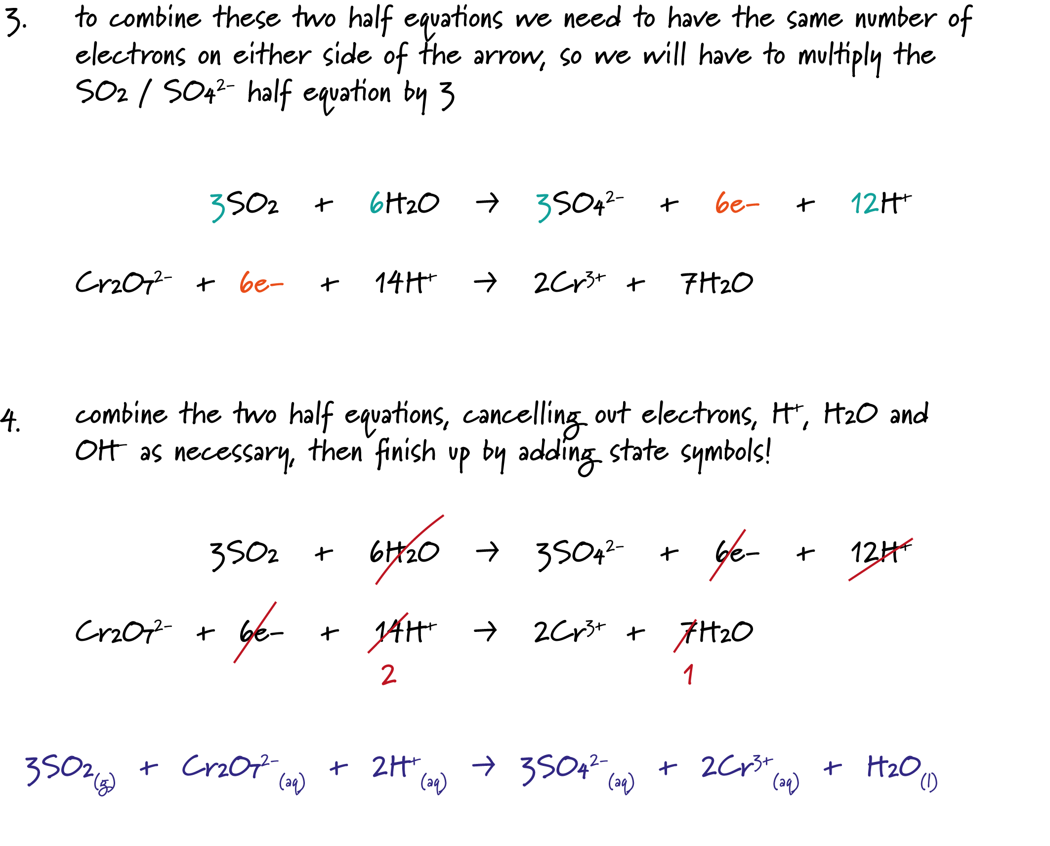 Writing Balanced Redox Equations Using Half Equations Crunch Chemistry