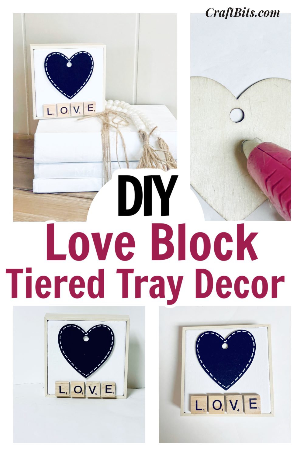 Dollar Tree Love Heart Tiered Tray Decor —