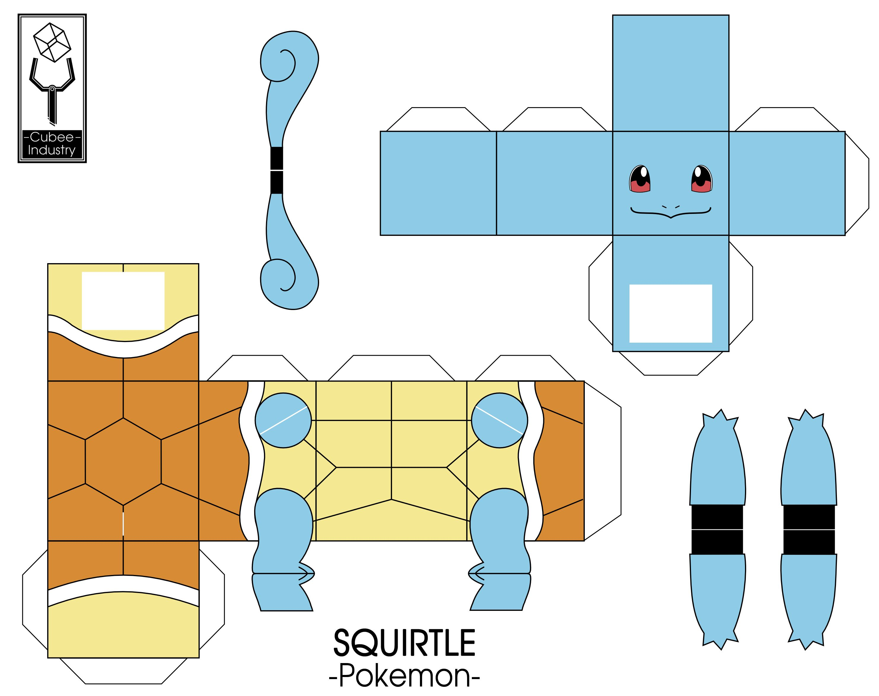 Cube Paper Craft Squirtle Cut And Fold Pokemon Paper Crafts Papercraft