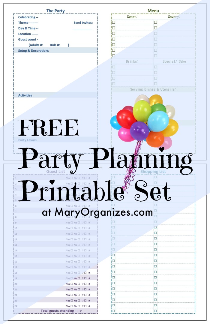 Party Planning Template Printable Word Searches