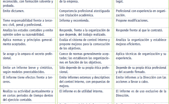 Cuadro Comparativo Entre Auditoria Interna Y Externa Otosection