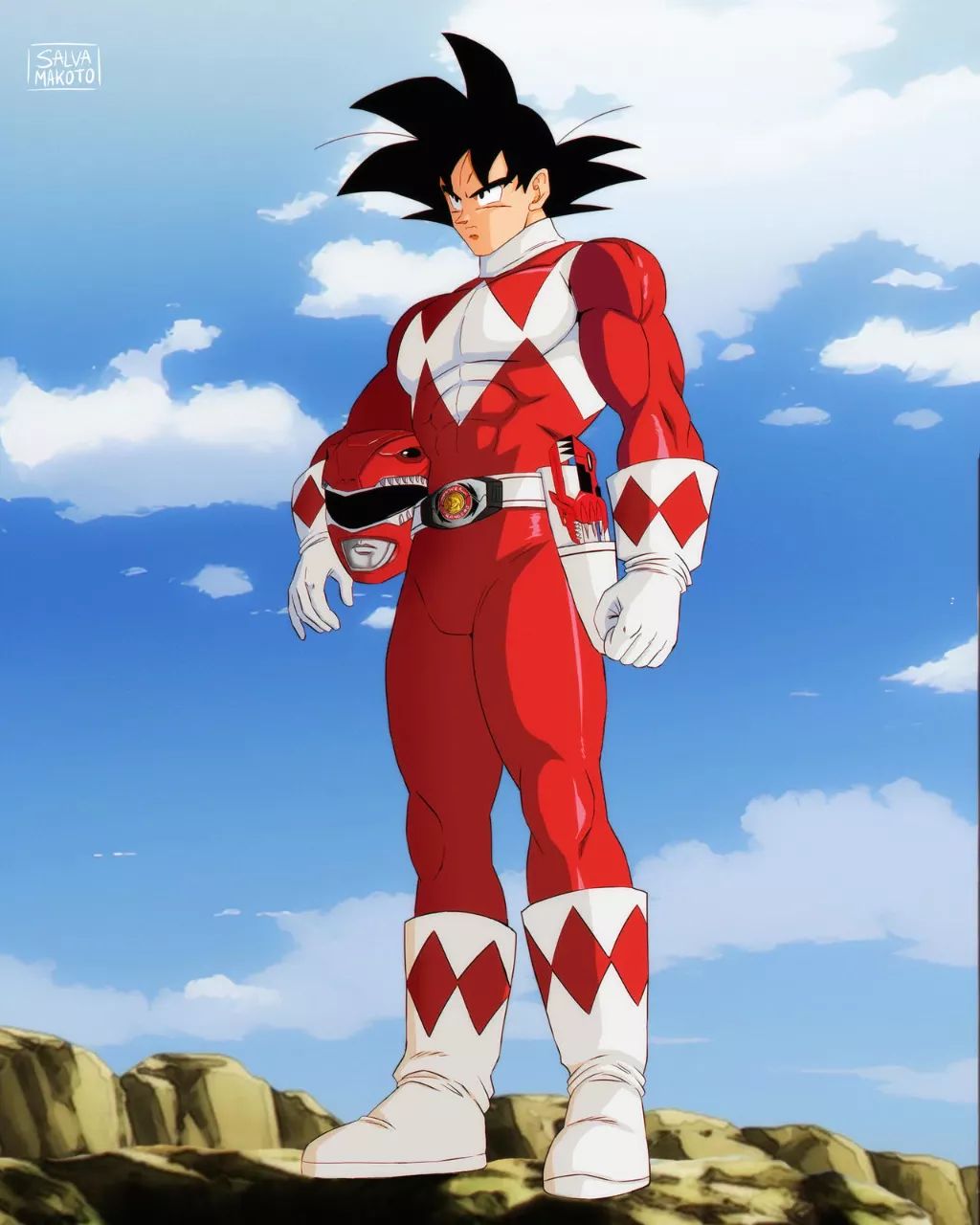 Dragon Ball Mira A Goku Como El Ranger Rojo En Este Genial Fanart