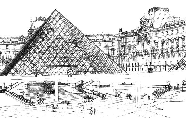 Louvre Landscape Paris Coloring Sheets Coloring Pages