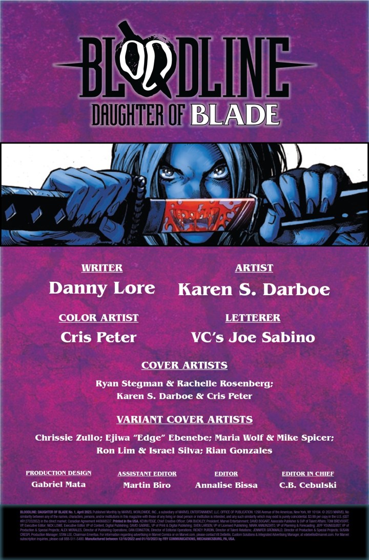 Bloodline Daughter Of Blade 1 Preview