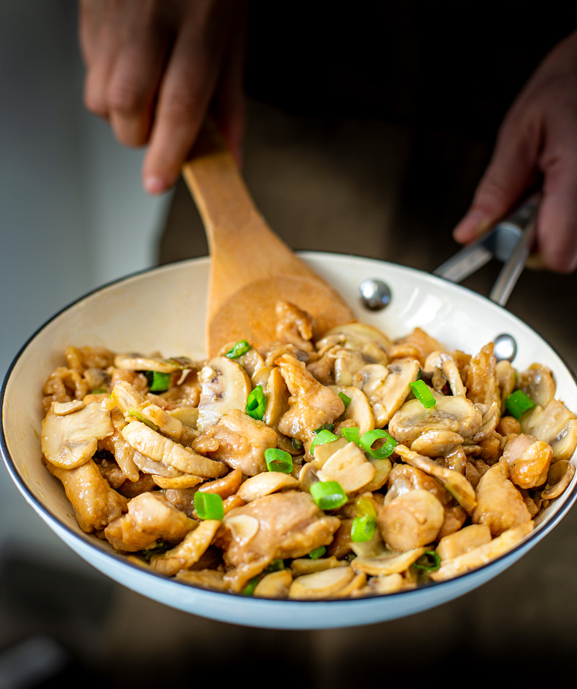 Chicken And Mushroom Stir Fry Cooking With Lei