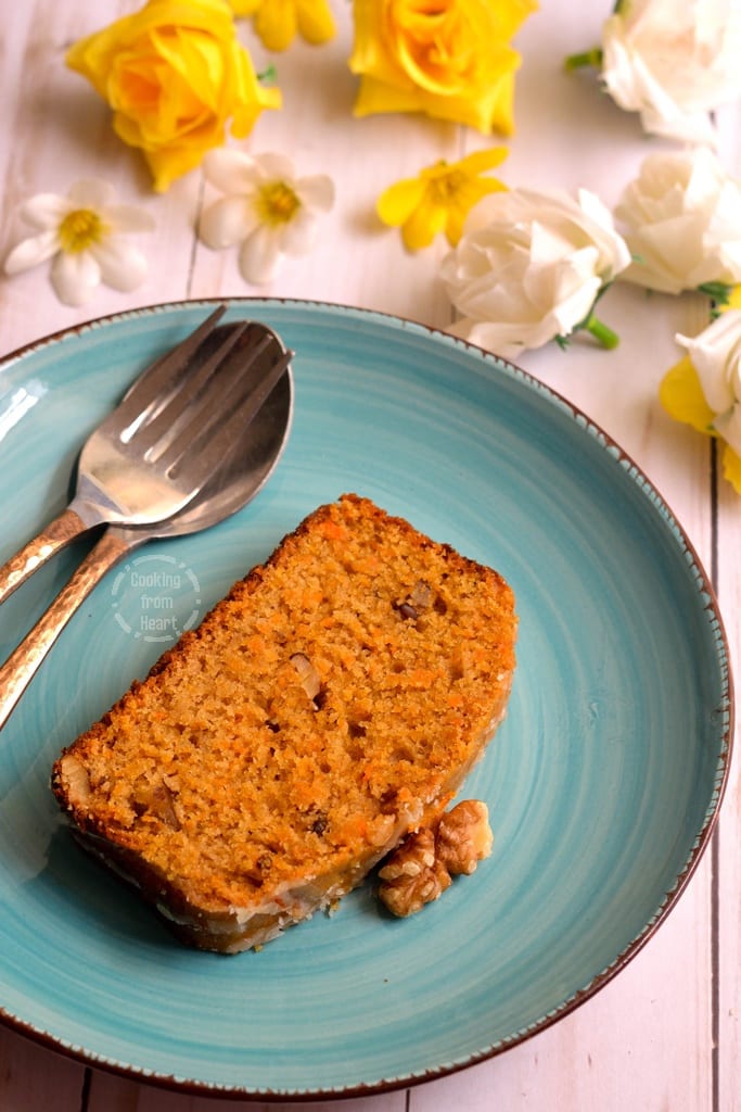 Eggless Whole Wheat Carrot Walnut Cake Cooking From Heart