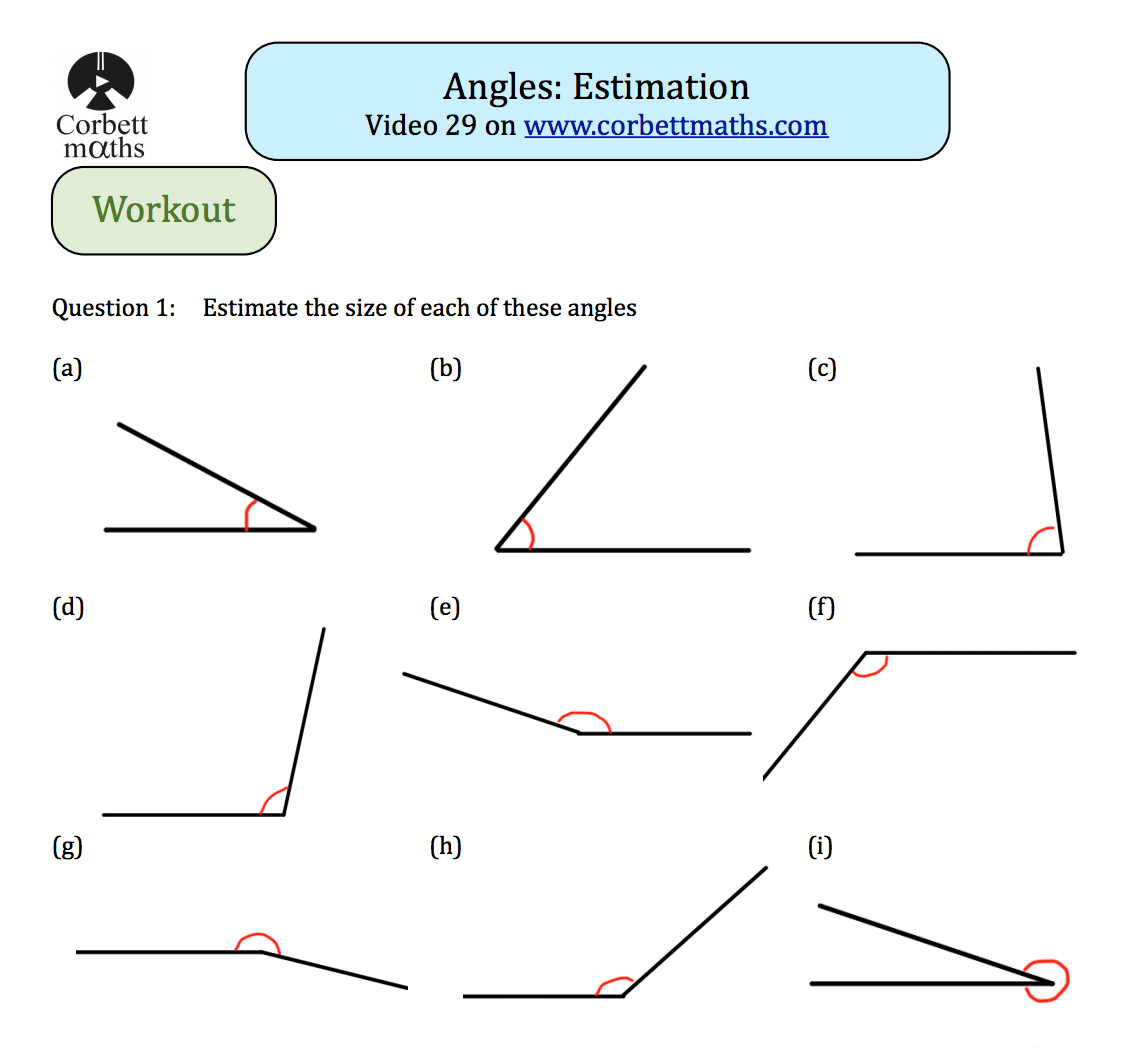 Estimating Angles Textbook Exercise Corbettmaths