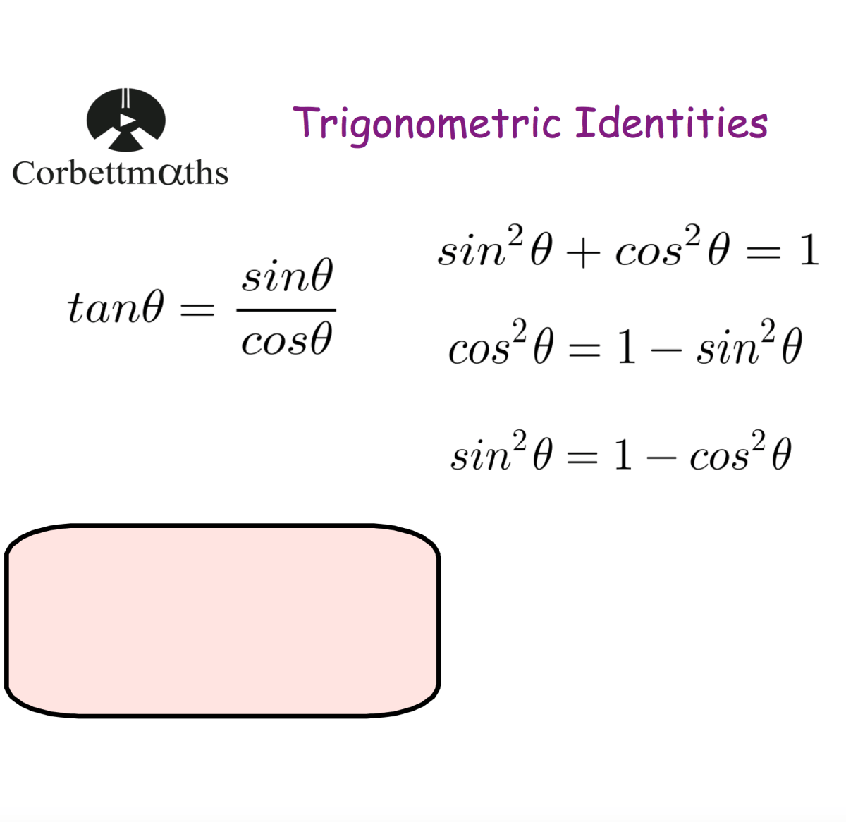 Trig Identities Video Corbettmaths