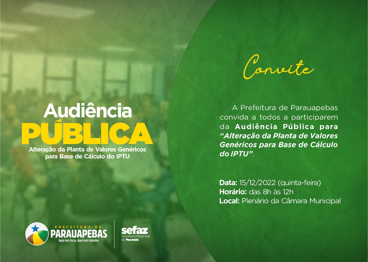 Prefeitura De Parauapebas Convida População Para Audiência Pública