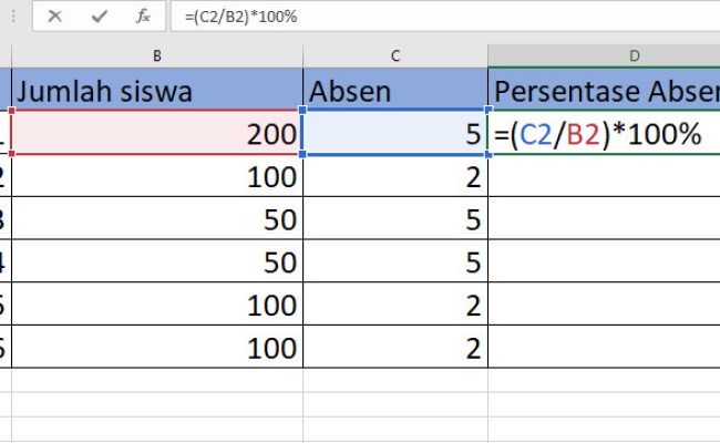 Cara Menghitung Persen Di Excel Secara Otomatis Excel