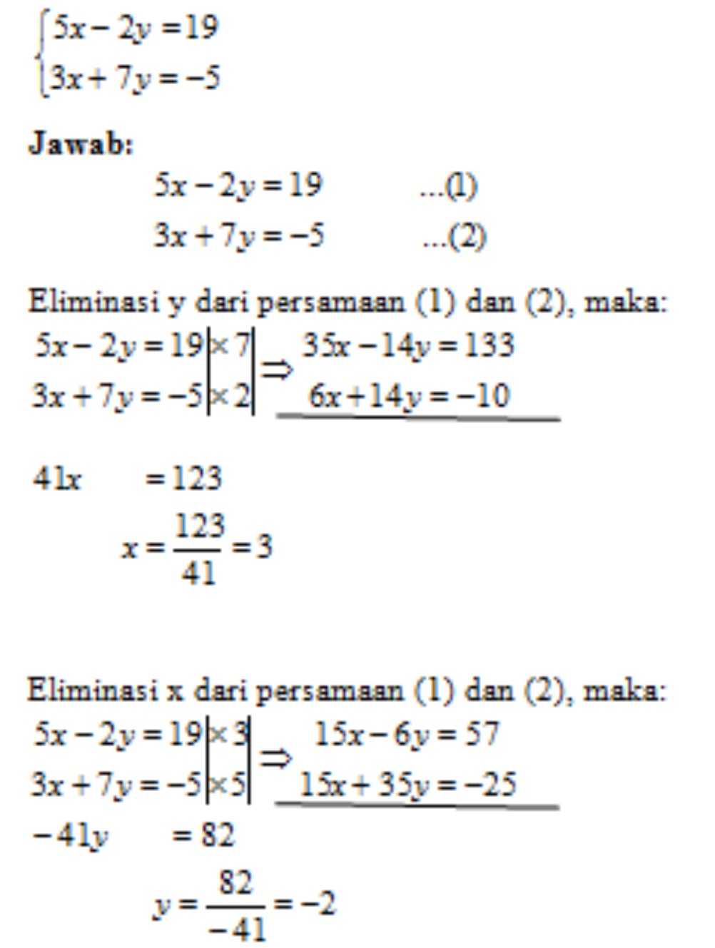 Contoh Penyelesaian Spldv Sistem Persamaan Linear Tiga Variabel Ciri