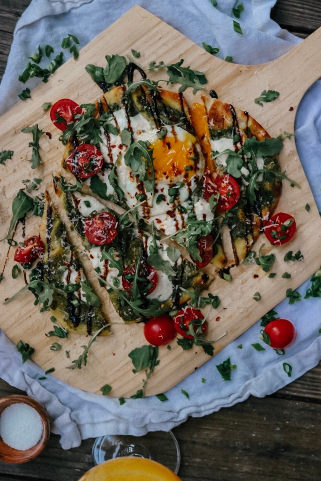 Naan Breakfast Pizza With Pesto And Burrata CafÉ Christina