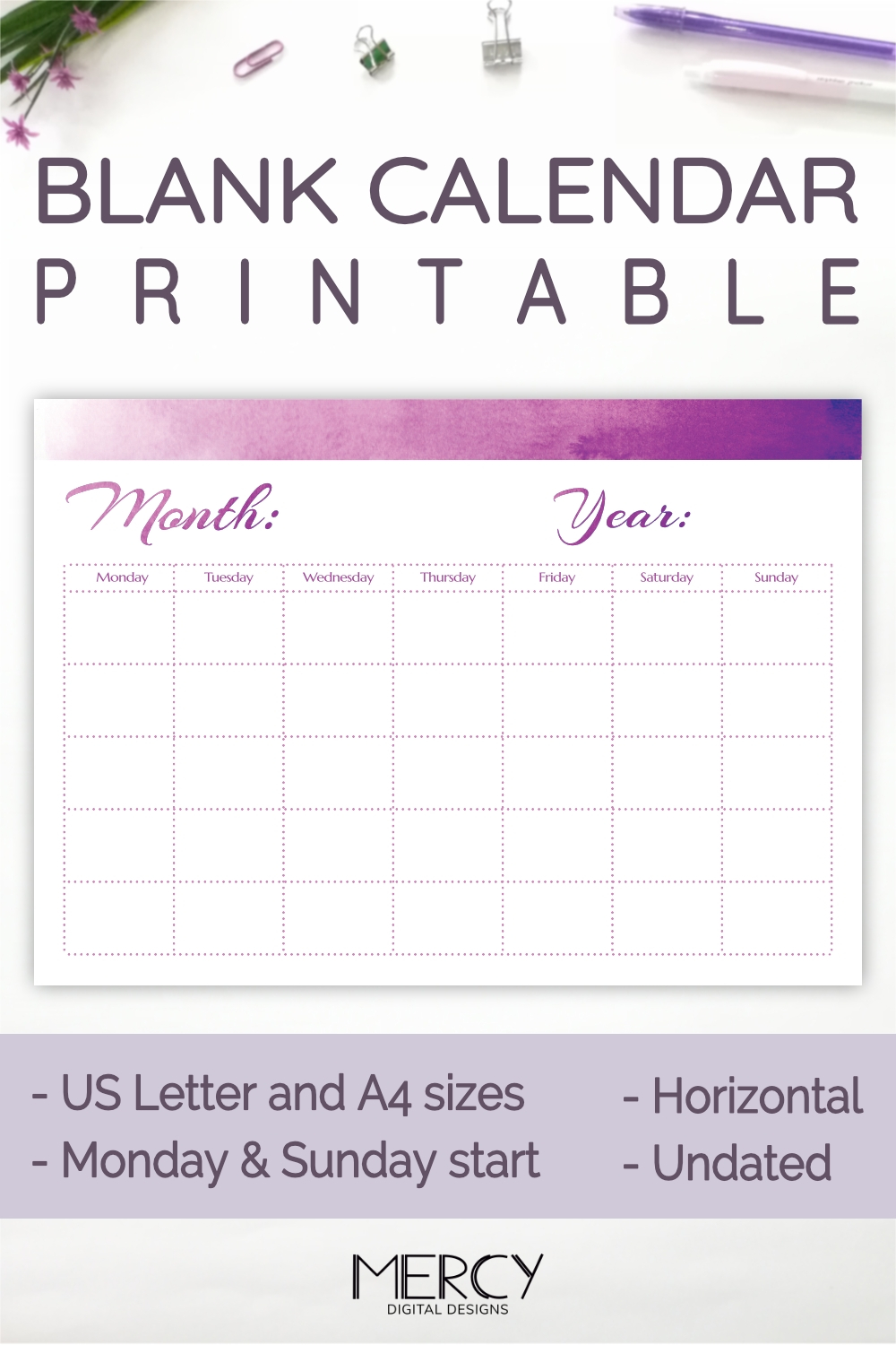 Blank Calendar No Dates Example Calendar Printable Blank Undated