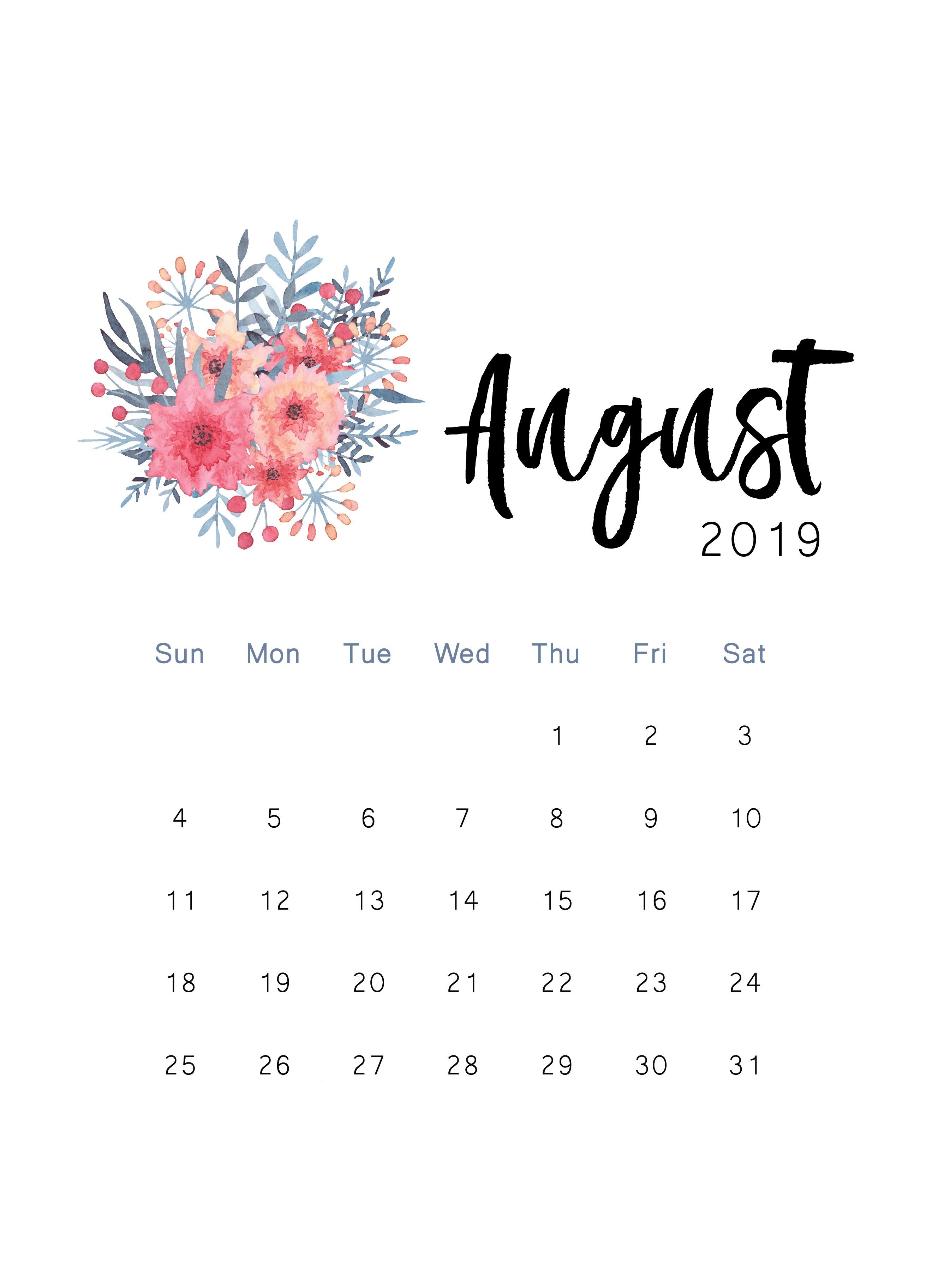 August 2019 Calendar Printable Calendars At A Glance