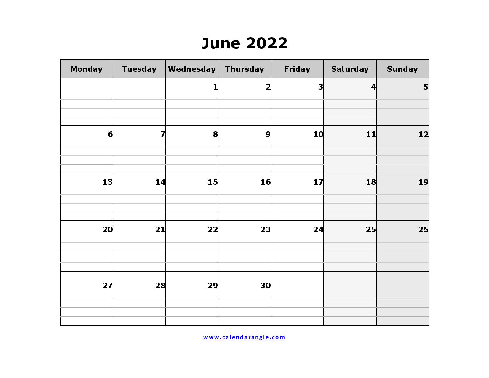 5 Best June 2022 Printable Calendar Free Templates Riset