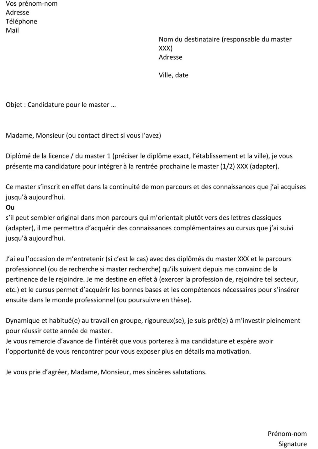 Lettre De Motivation Pour Master 1 Droit Social Financial Report