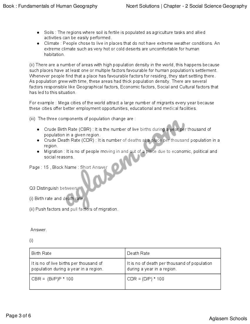 Ncert Solutions For Class 12 Geography Chapter 2 The World Population