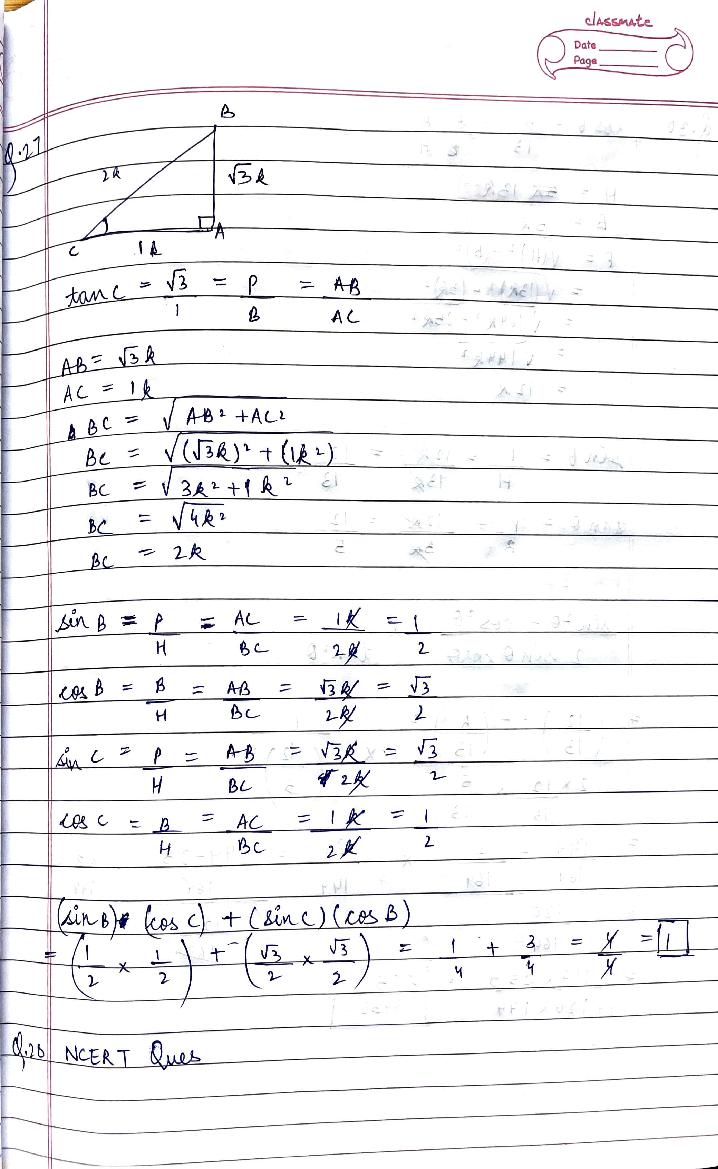 Rd Sharma Solutions Class 10 Chapter 10 Trigonometric Ratios Exercise 101