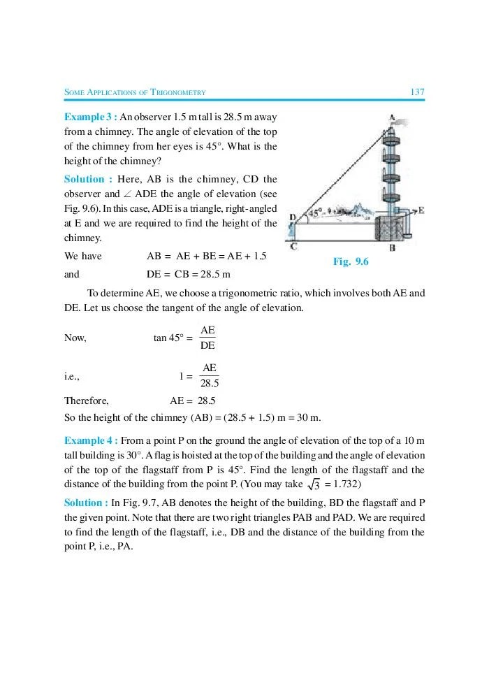 Ncert Book Class 10 Maths Chapter 9 Some Applications Of Trigonometry