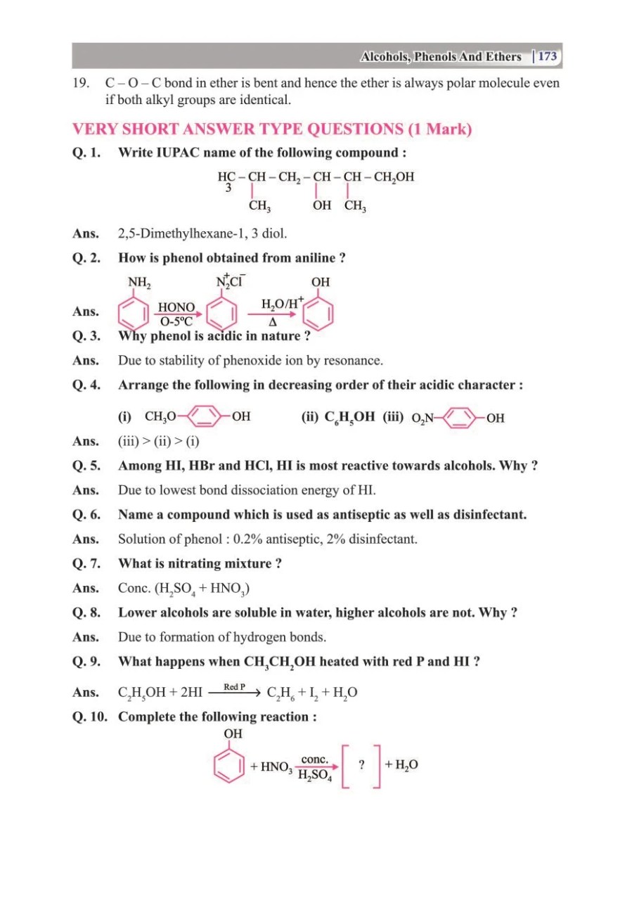 Alcohol Phenol And Ethers Notes For Class 12 Chemistry Pdf Oneedu24