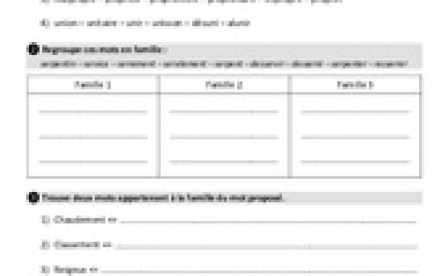 Familles De Mots 3eme Primaire Exercice Evaluation Revision Lecon Pass