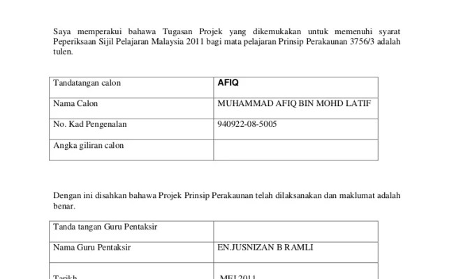 Contoh Kerja Kursus Perniagaan Tingkatan 4 Milikan Tunggal Otosection