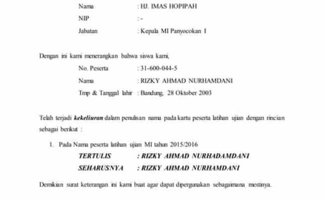 Contoh Surat Keterangan Ralat Nama Pada Ijazah Delinews Tapanuli Bilarasa