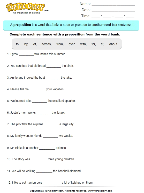 Preposition Worksheet Preschool Preposition Worksheets