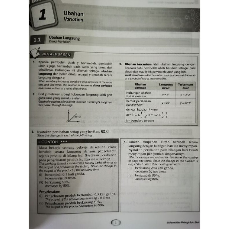 Ubahan Langsung Tingkatan 5 Kssm Kssm Matematik Tingkatan 5 Ubahan