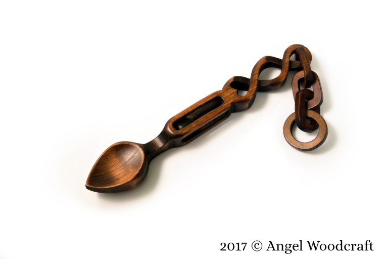 Ball In A Cage Angel Woodcraft Hand Carved Welsh Love Spoons