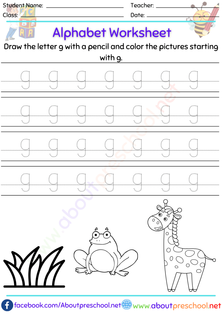 Letter Trace Worksheet G About Preschool