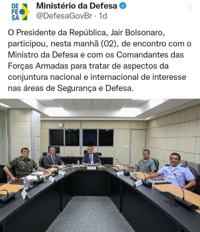 Bolsonaro Se Reúne Com Comandantes Das Forças Armadas E Braga Netto