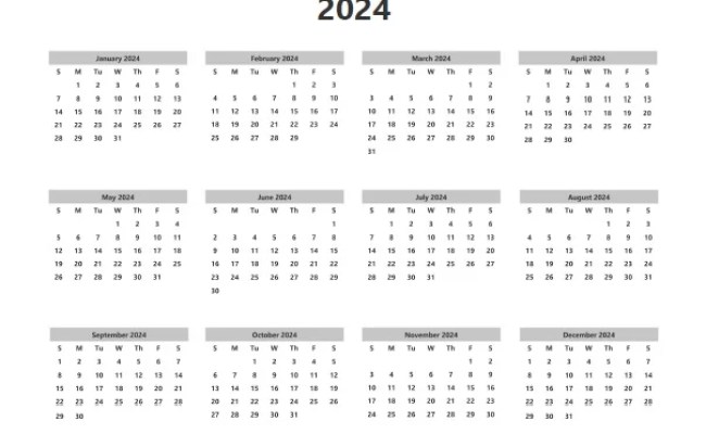 Printable 2024 Calendar One Page Printable Blank World Eroppa