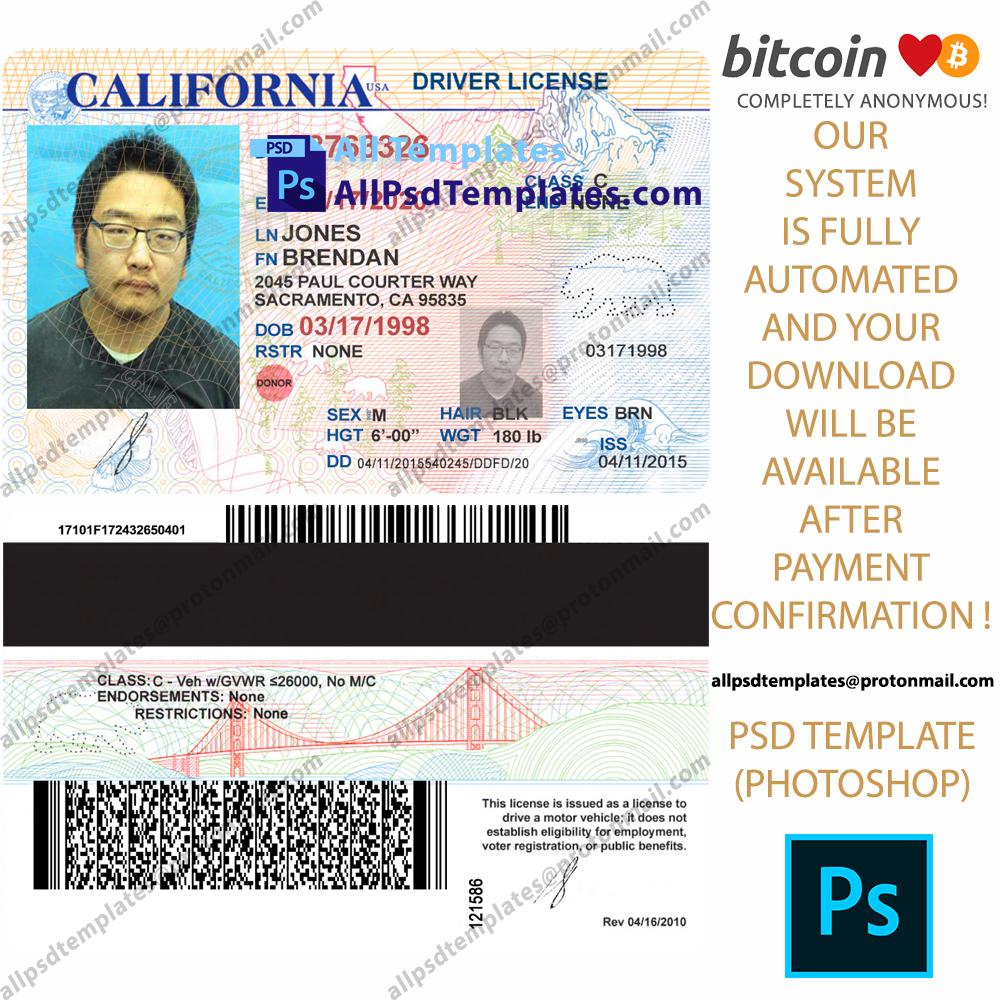 California Driver License Template All Psd Templates