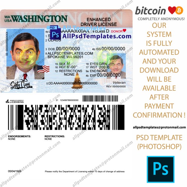 Washington Driver License Template All Psd Templates