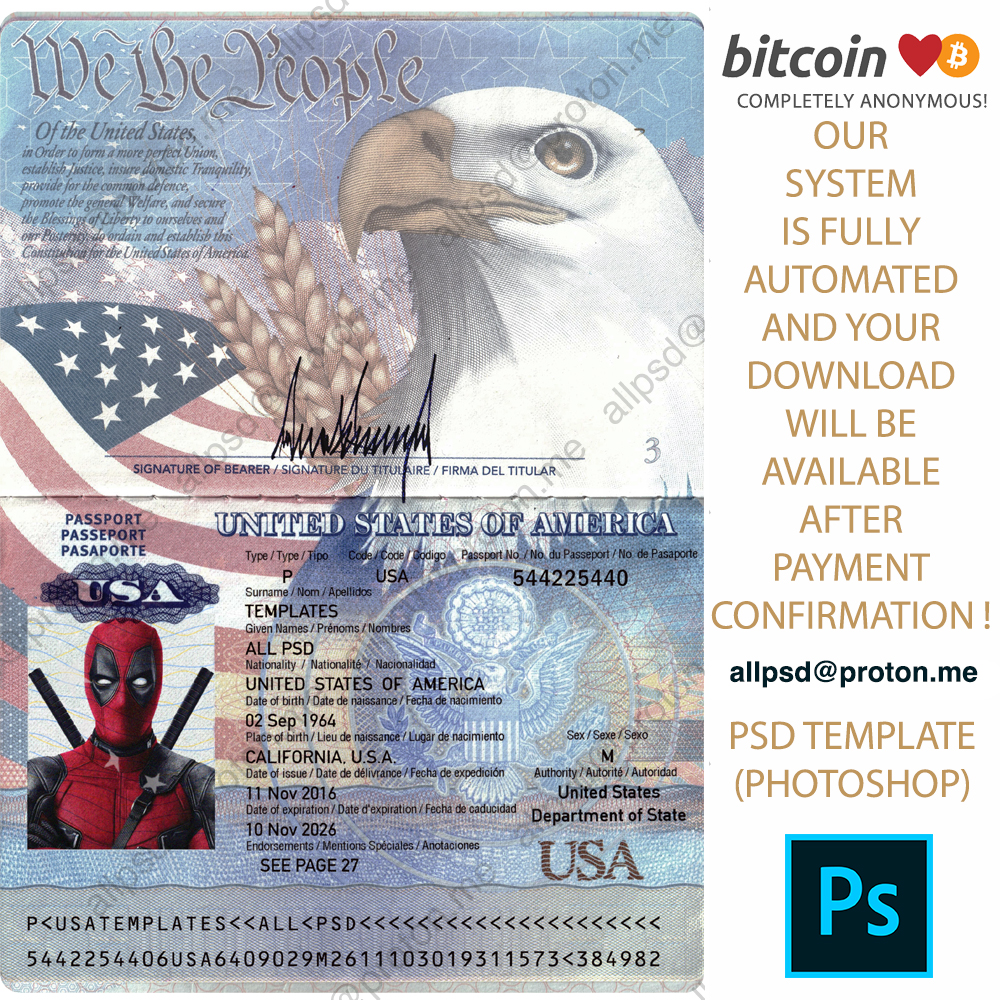 Usa Passport Template All Psd Templates