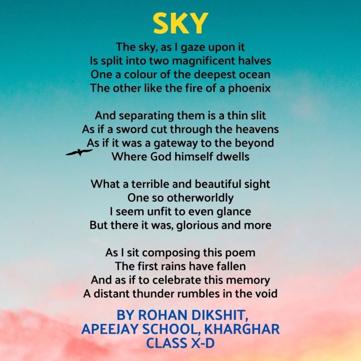 ‘sky Poem By Rohan Dikshit Apeejay School Kharghar Apeejay Newsroom