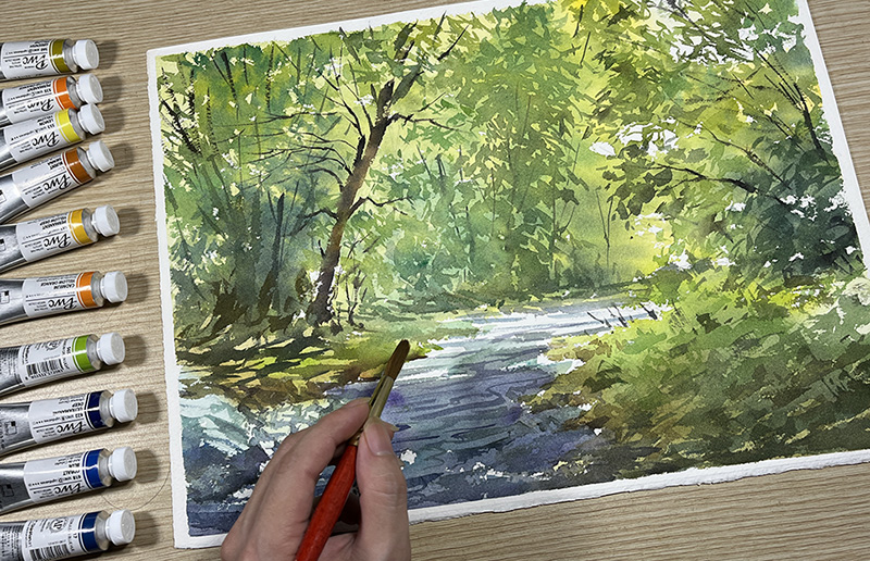 Watercolor Landscape Tutorial Paint A Forest Stream