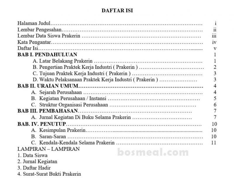 Contoh Daftar Isi Makalah Proposal Skripsi And Laporan Yang Benar